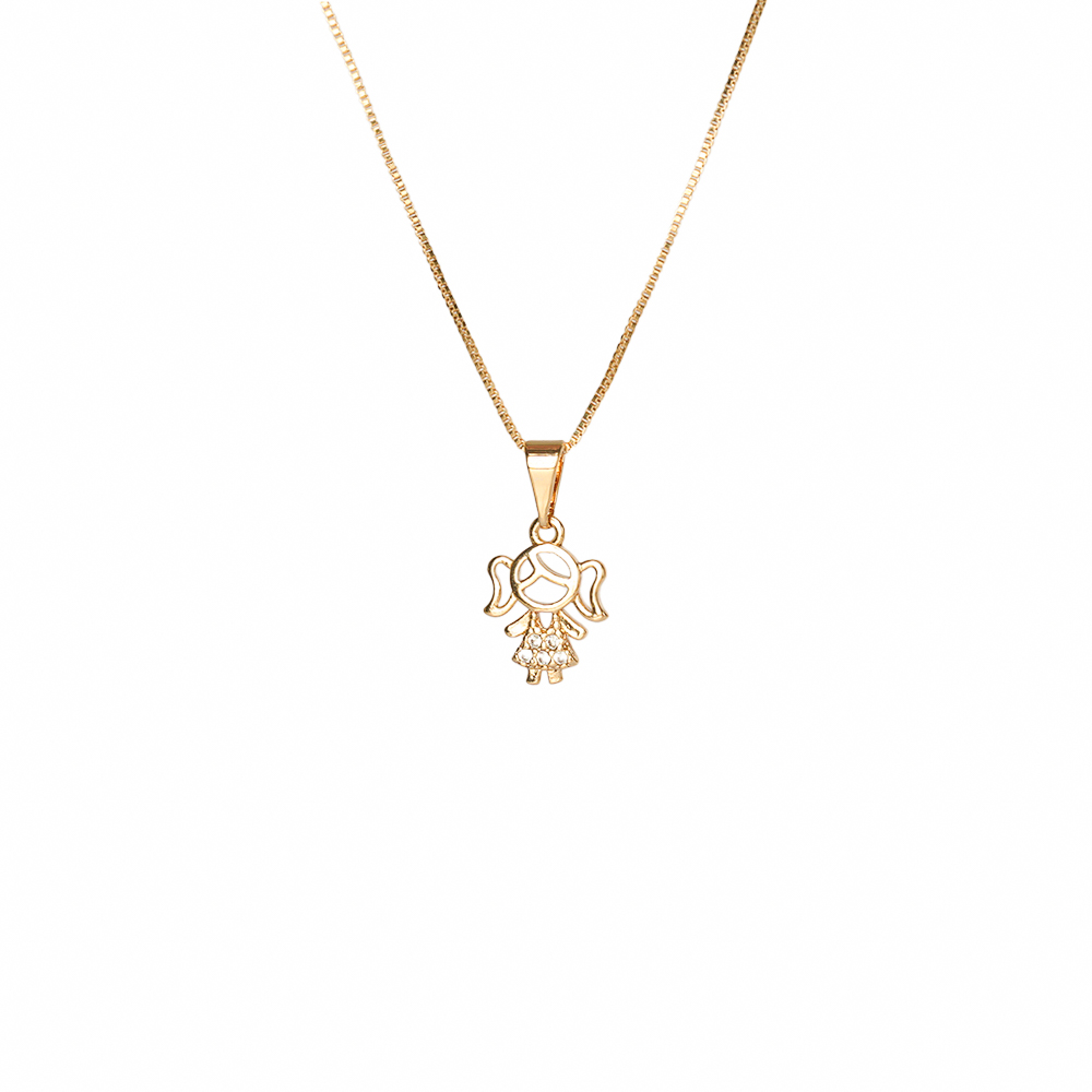 Colar Menina em Ouro 18K com Zircônias Cristais – Delicadeza e Sofisticação